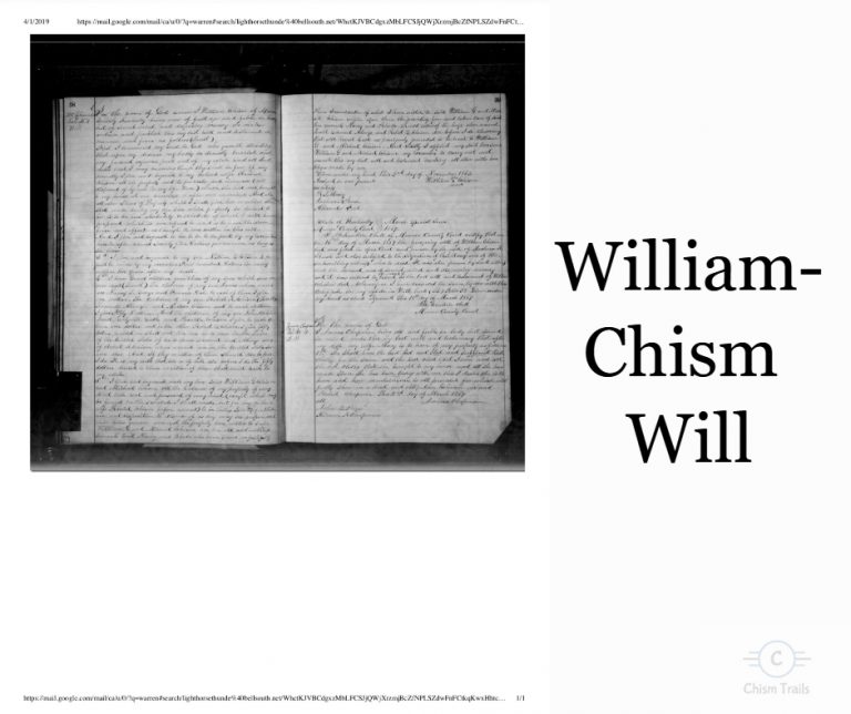 William Chism (1784-1867) Genealogy - Chism Trails
