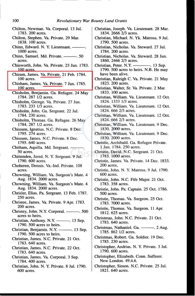 Two James Chism's of VA - Chism Trails